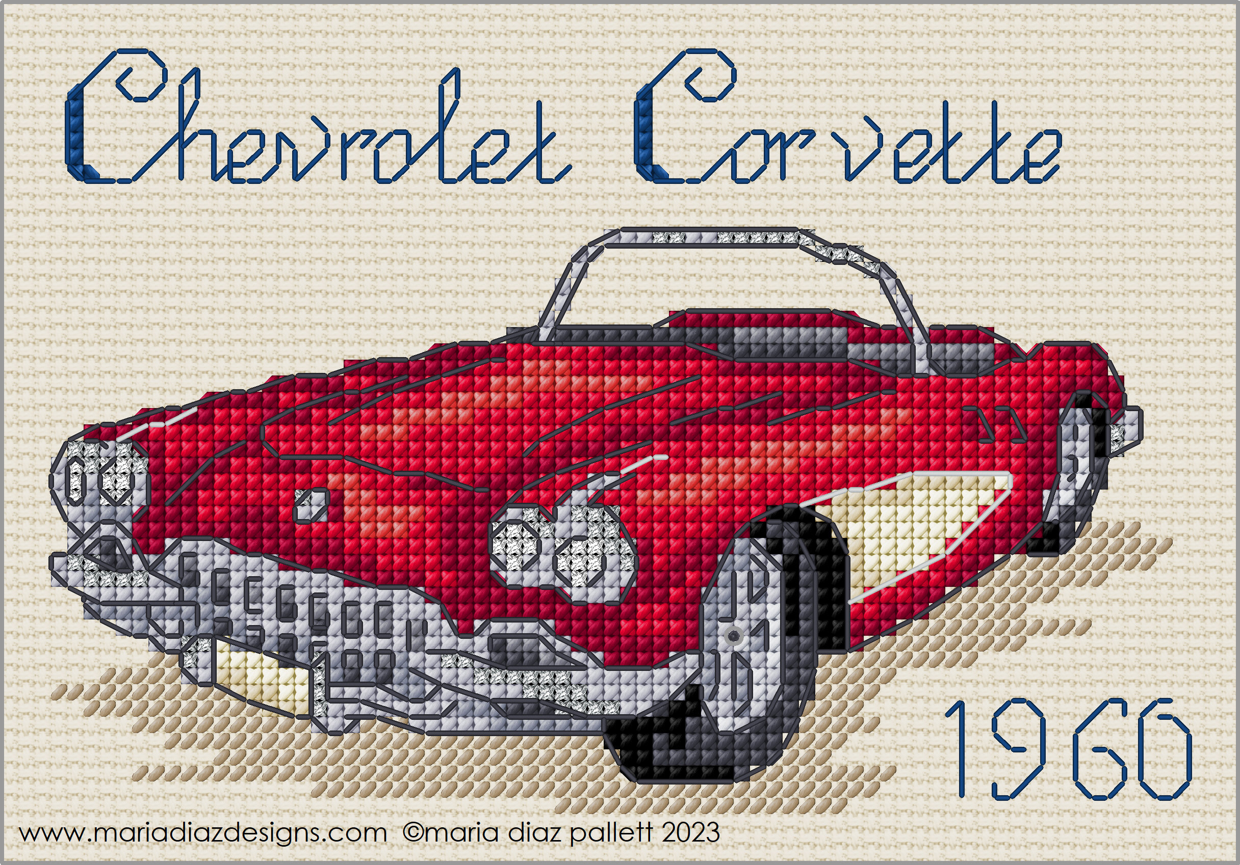 1960 Chevrolet Corvette - Cross Stitch Pattern - Etsy