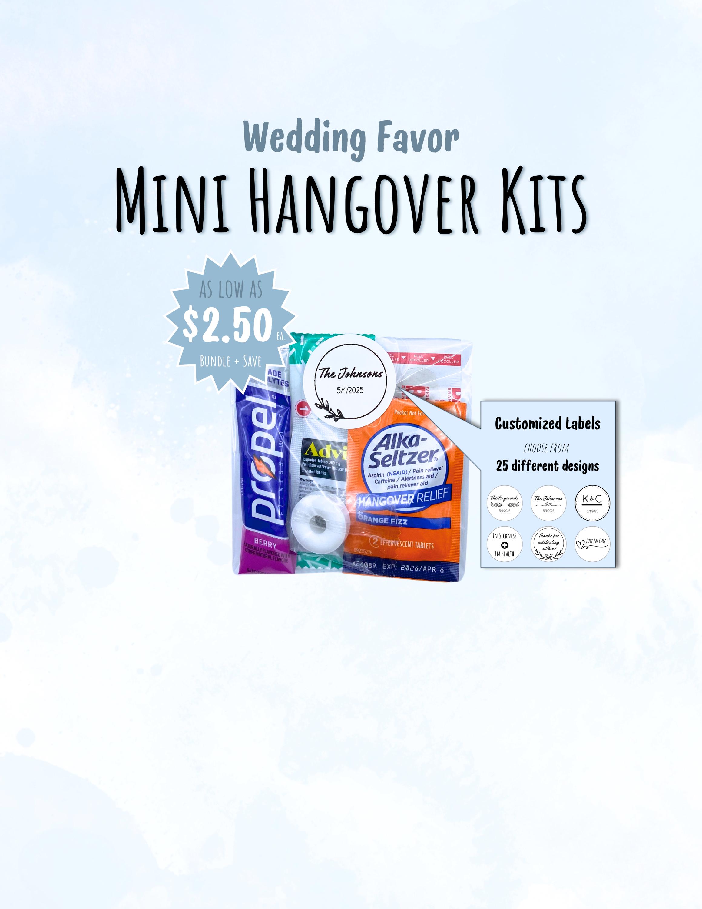 Mini Hangover Kits Wedding Welcome Bag Favor, Destination Wedding ...