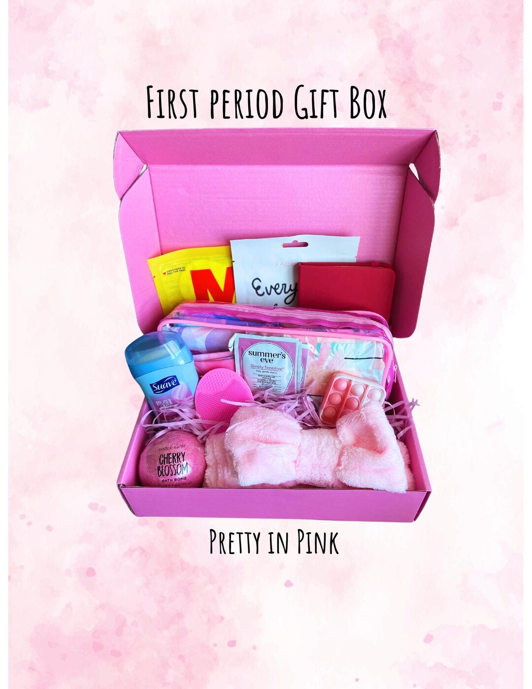 First Period Gift Box: Pretty in Pink 43 Piece Kit - Etsy