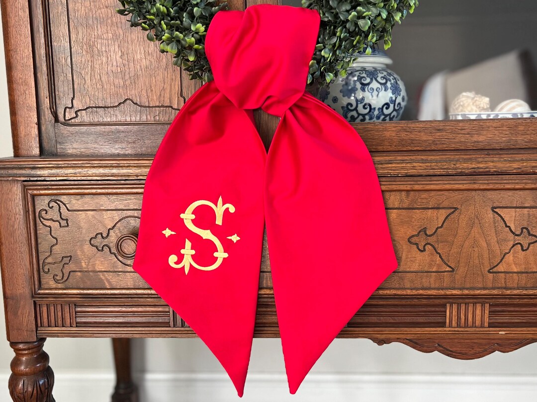 Custom Wreath Sash With Monogram Christmas - Etsy