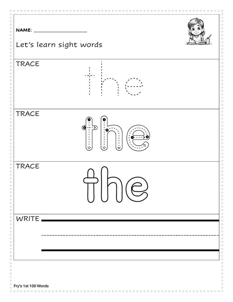 Fry 1st Hundred Sight Words Worksheets 100 Printable Let's Learn Fry's ...