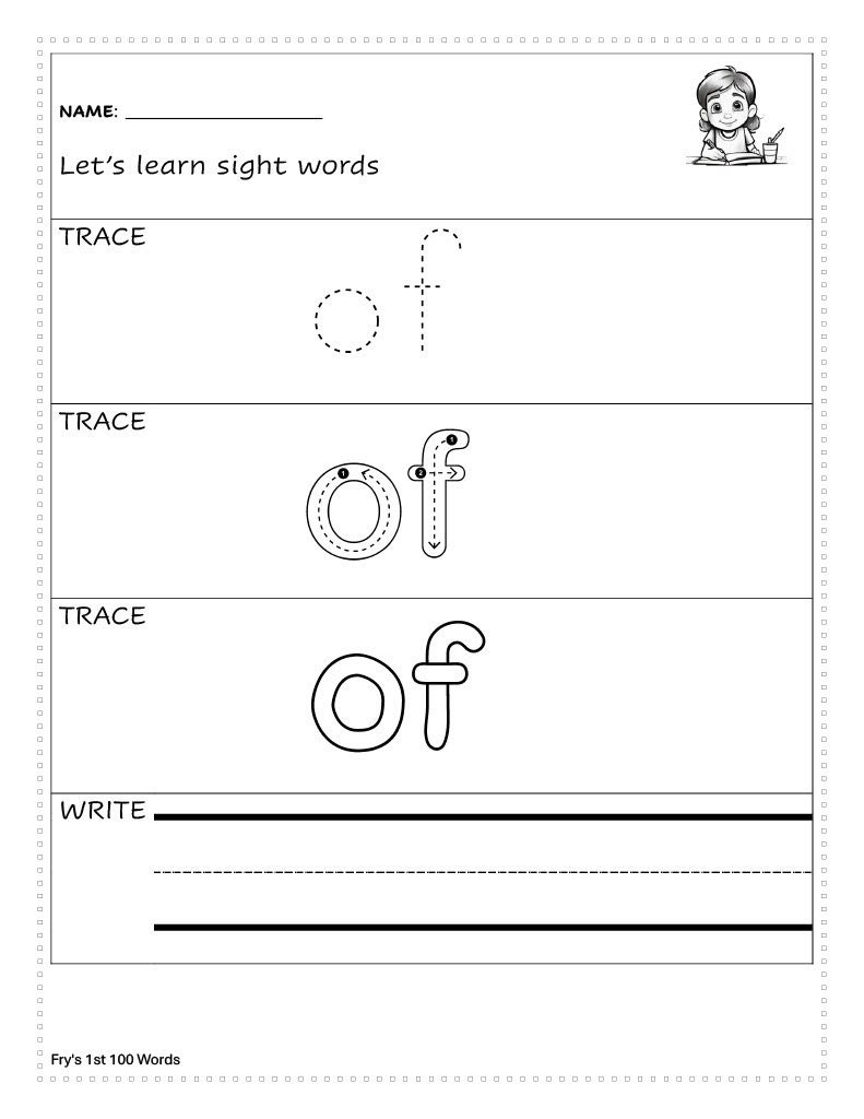 Fry 1st Hundred Sight Words Worksheets 100 Printable Let's Learn Fry's ...