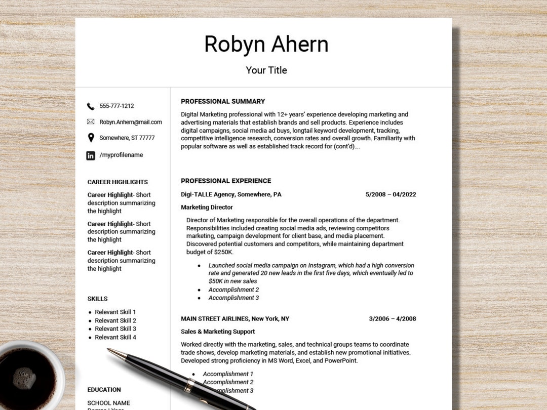 Resume Template Modern Appearance 2023 Google Docs Resume for ...