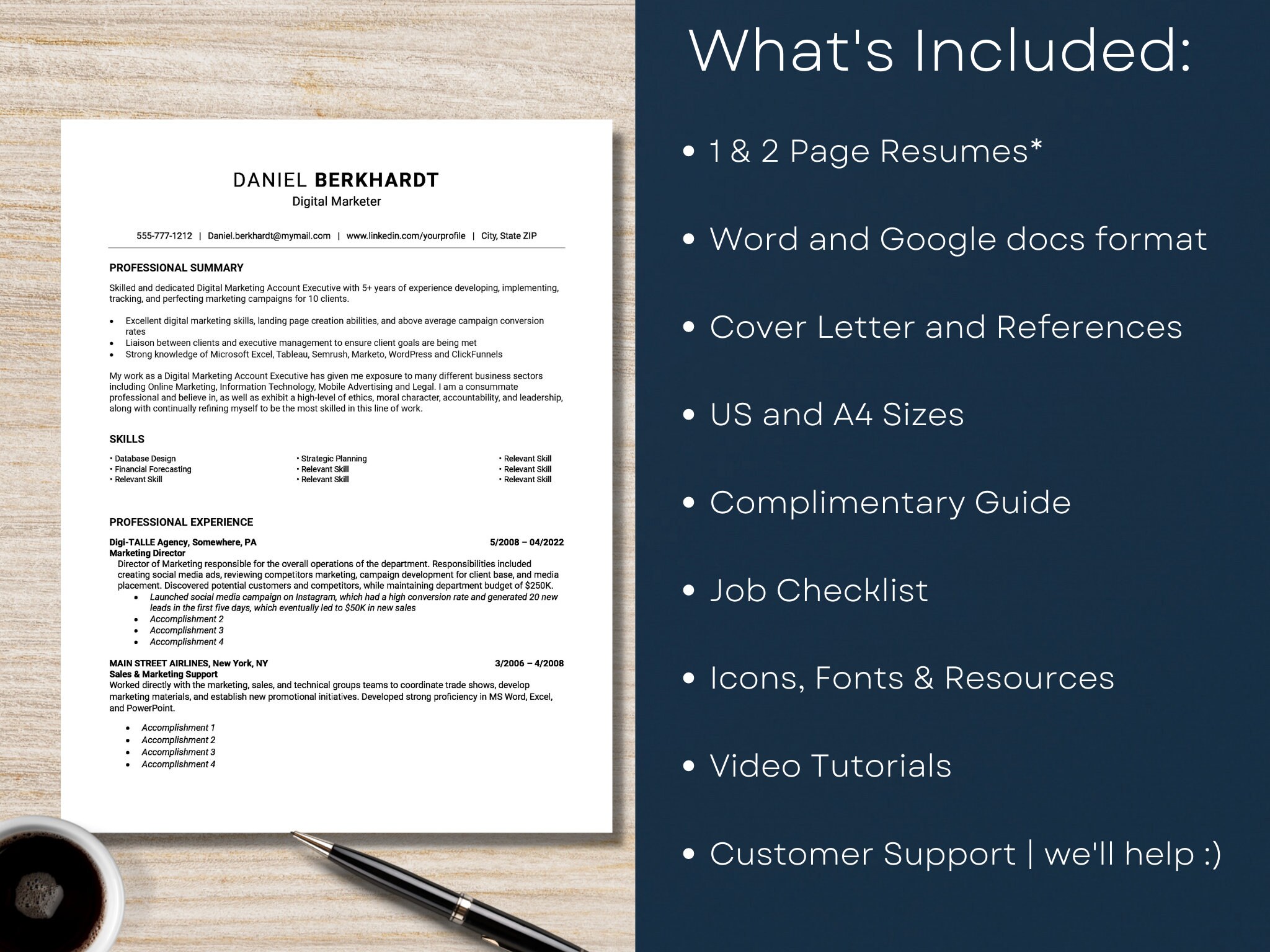 2023 Resume Template ATS Friendly for Google Docs and MS Word ...