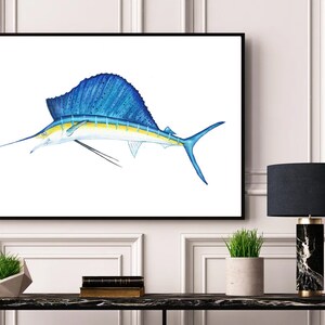 Sailfish Watercolor Digital Printable Art | Sea | Marine Life - Etsy