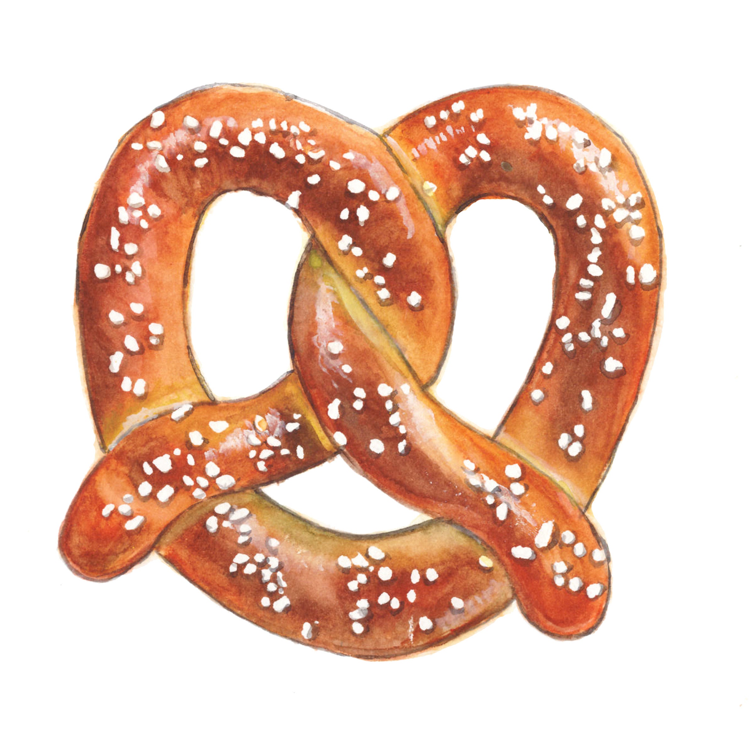 Pretzel Watercolor | Food Art | Home Decor | Kitchen Decor | Digital ...