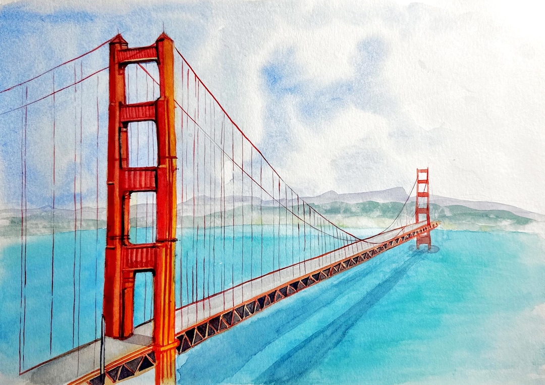 Golden Gate Bridge Watercolor Painting – Digital Download (A3 & A4 ...