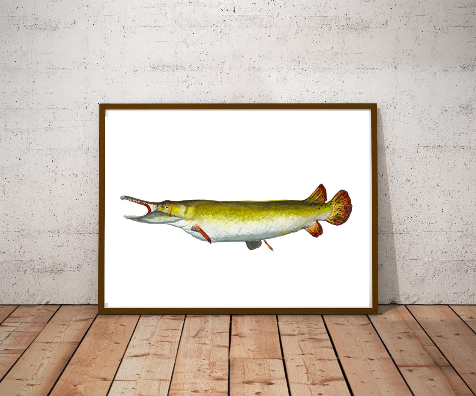 Alligator Gar Watercolor Digital Printable Art | Sea | Marine Life - Etsy
