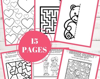 15 Printable Valentine's Day Kid's Activities, Valentine's Day Bundle ...