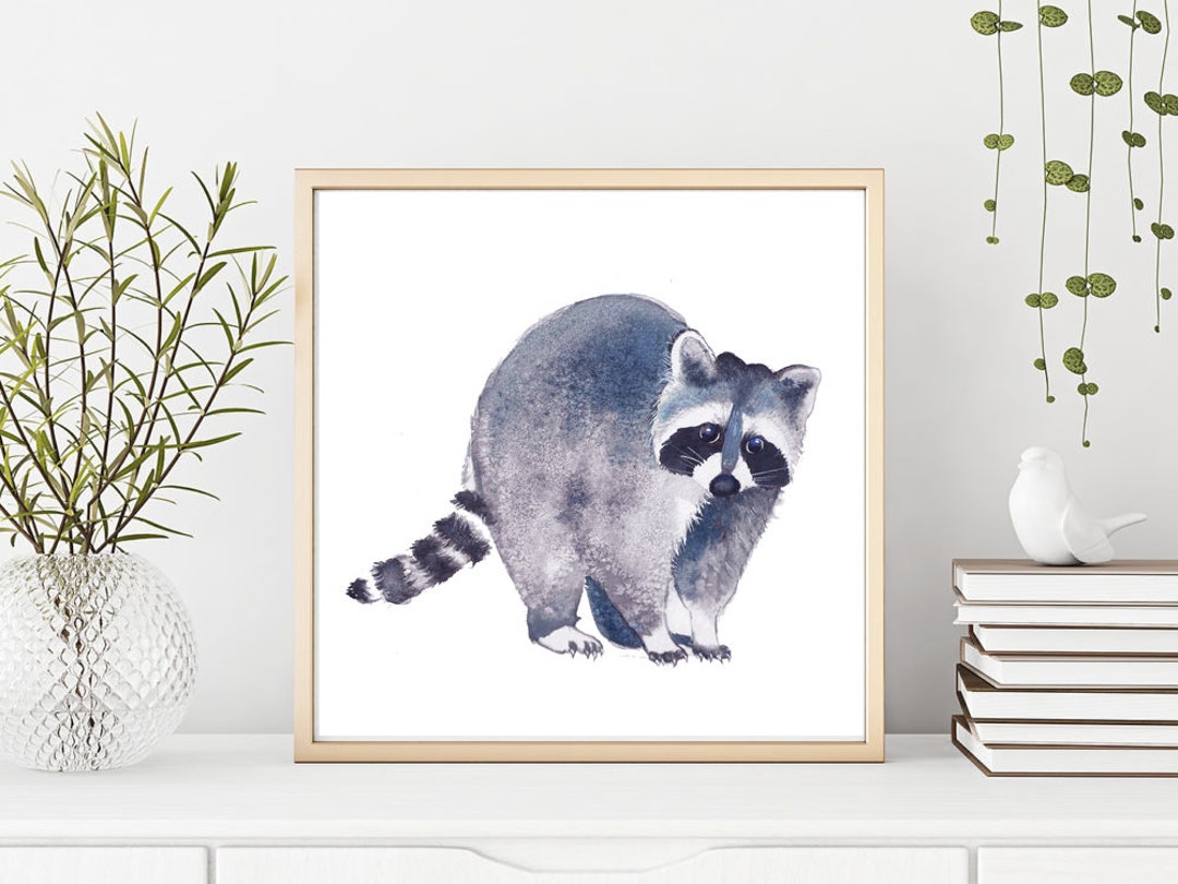 Raccoon Watercolor Printable Digital Art | Nursery Decor | Woodland ...