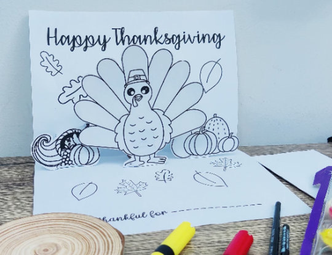 Thanksgiving Pop up Card Printable Digital Download | Holiday Card ...