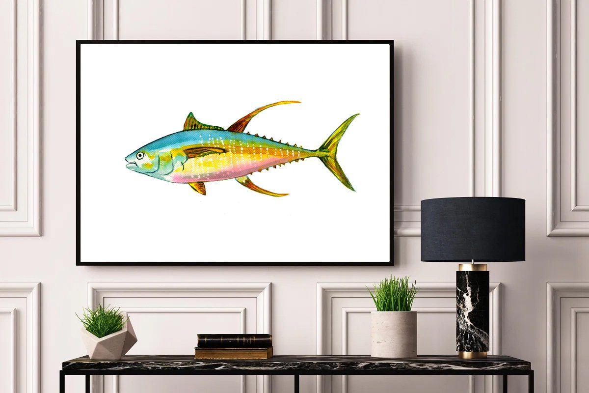 Yellow Fin Tuna | Watercolor Art Digital Print Fishing - Etsy