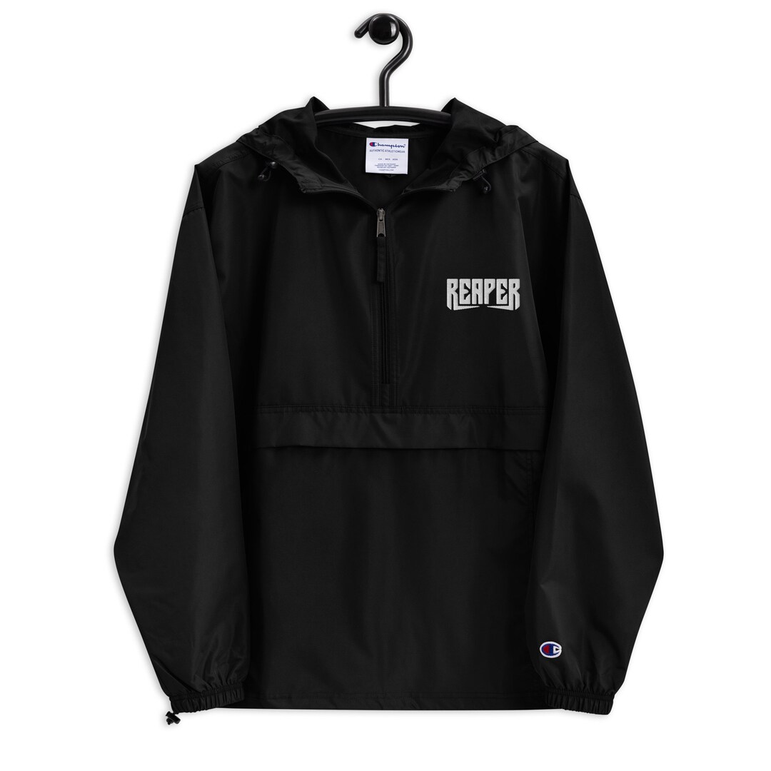 Reaper Embroidered Champion Packable Jacket – Rave Festival Windbreaker ...