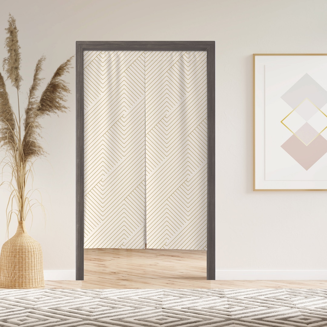 Modern Geometry Noren Door Curtain With Velcro/grommet/sleeve, Japanese ...