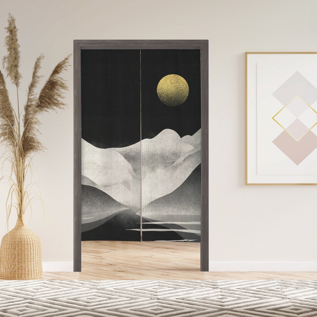 Night Mountain Noren Door Window Curtain With Velcro/grommets/sleeve ...