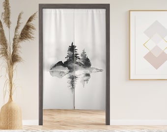 Leaves Noren Curtain With Velcro/grommet/sleeve, Japanese Window ...