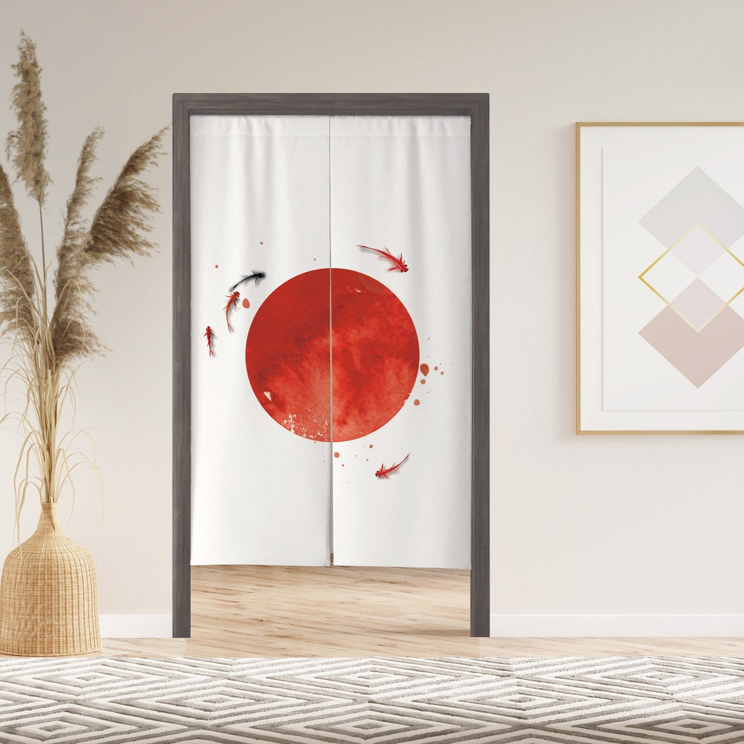 Koi Lucky Fish Noren Door Curtain With Velcro/grommet/sleeve, Japanese ...