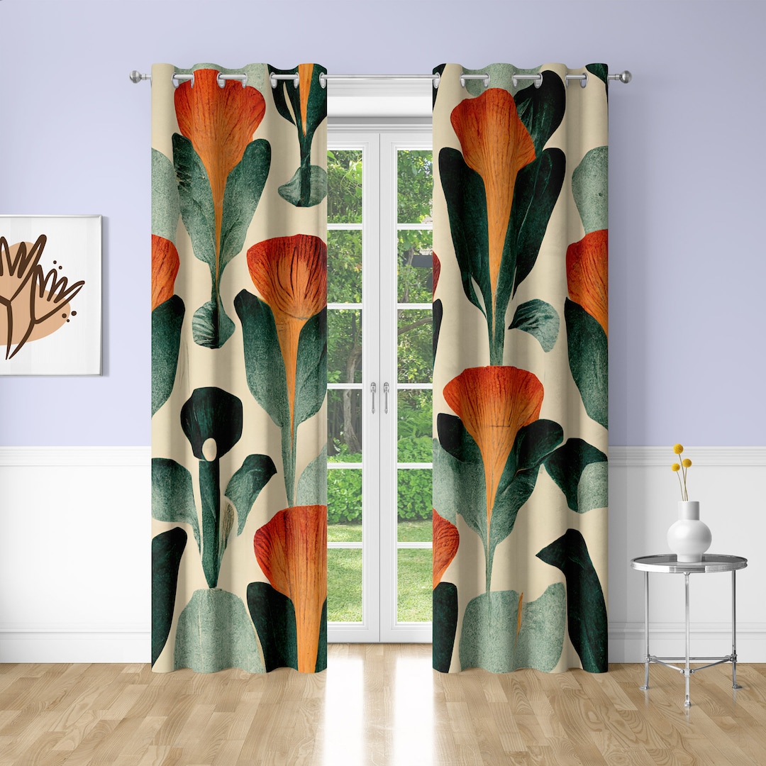 Colorful Tulip Window Curtains Abstract Art Printing Decorative ...
