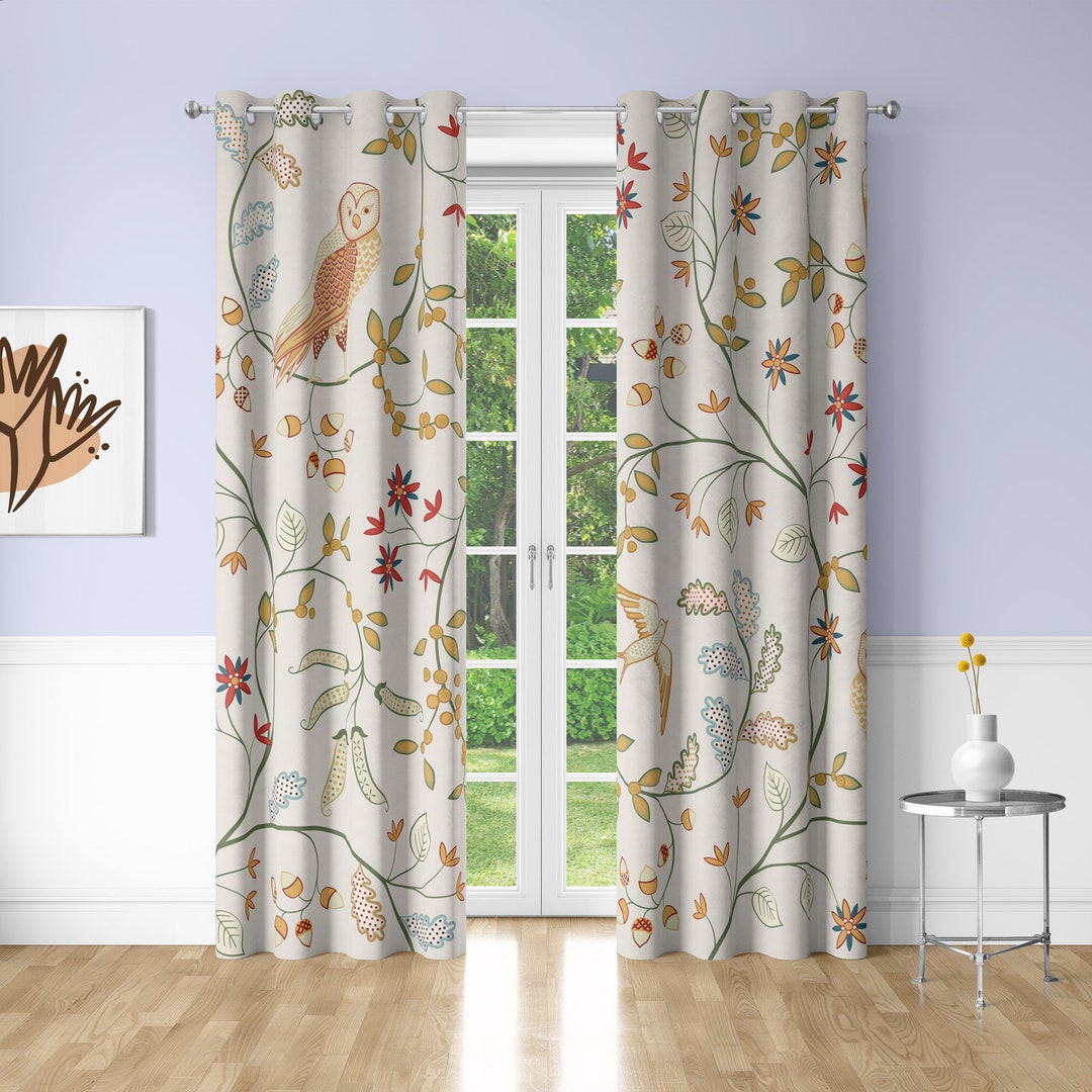 Autumn Fairy Tale Window Curtains Plants Printing Decorative Blackout ...