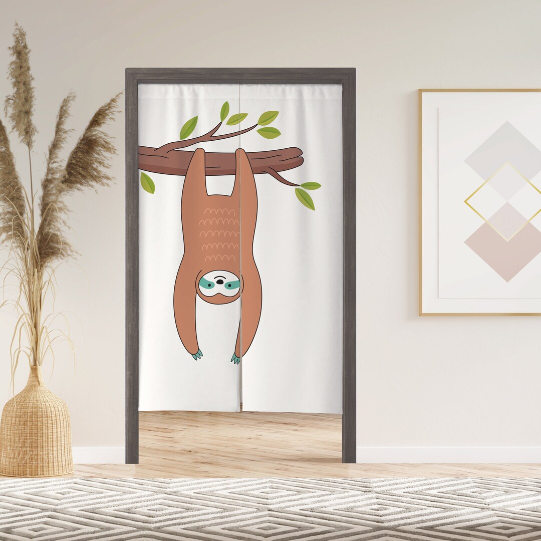 Sloth Cute Noren Curtain With Velcro/grommet/sleeve, Japanese Window ...