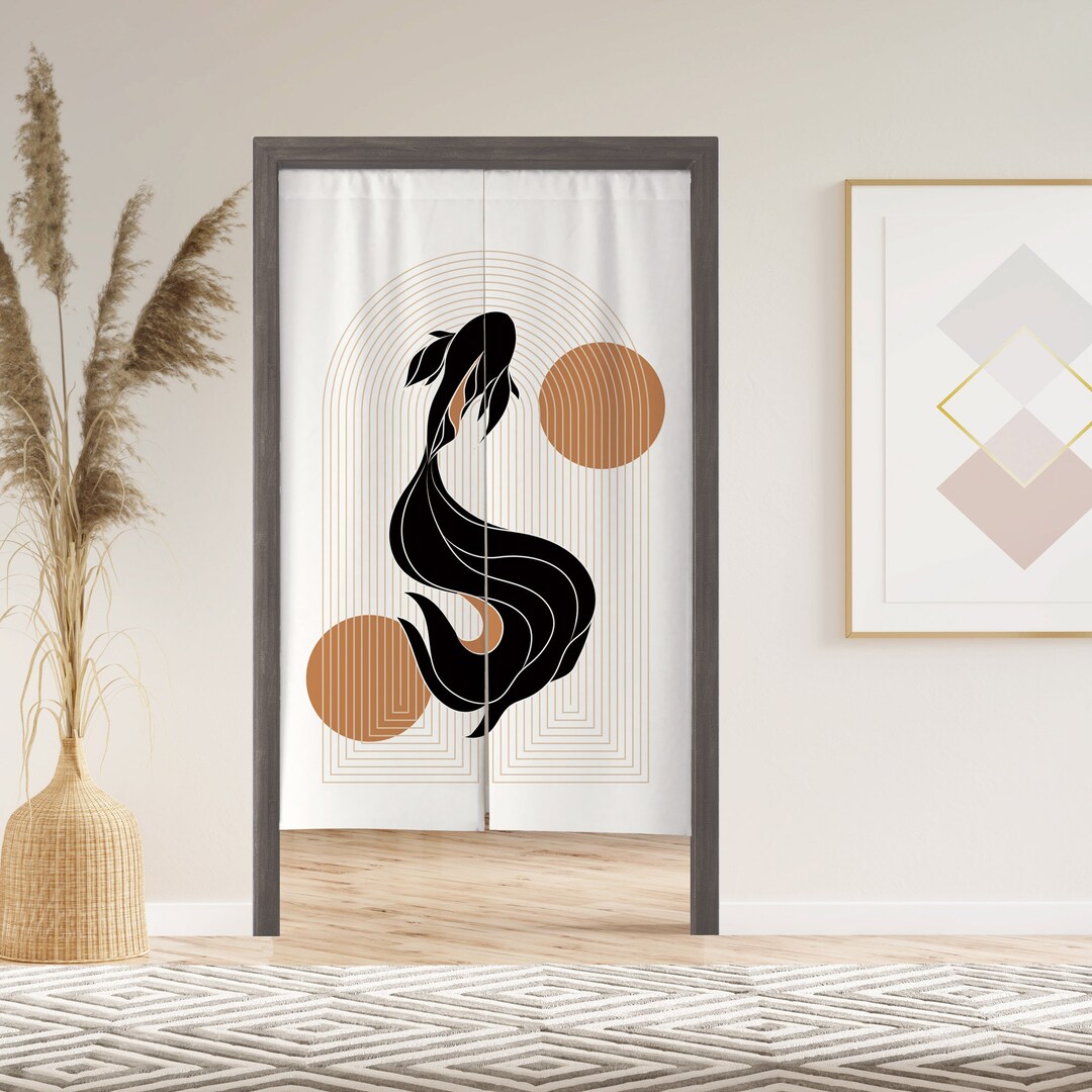 Koi Lucky Fish Noren Door Curtain With Velcro/grommet/sleeve, Japanese ...