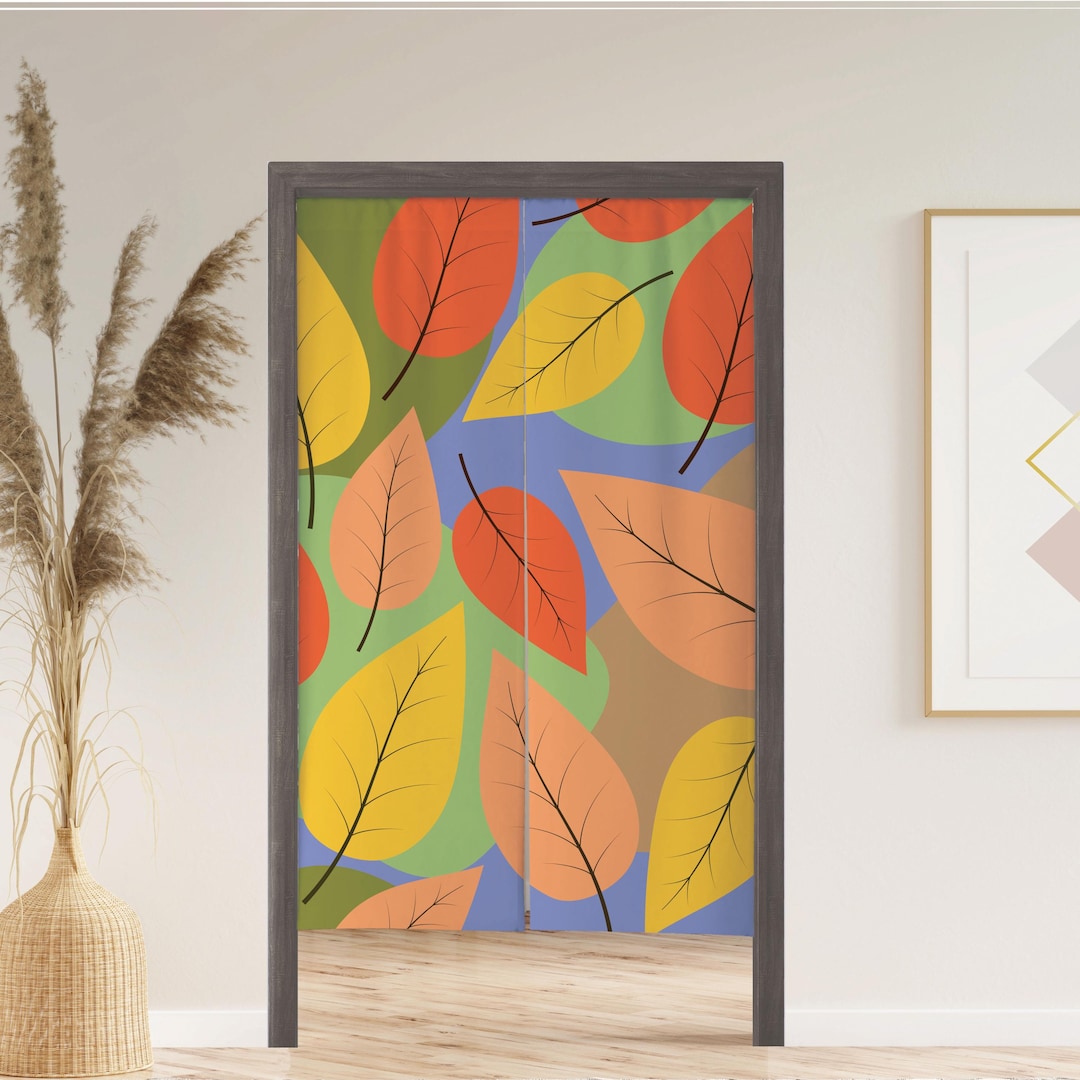 Colorful Leaves Noren Divider - Modern Autumn Door Panel - Etsy