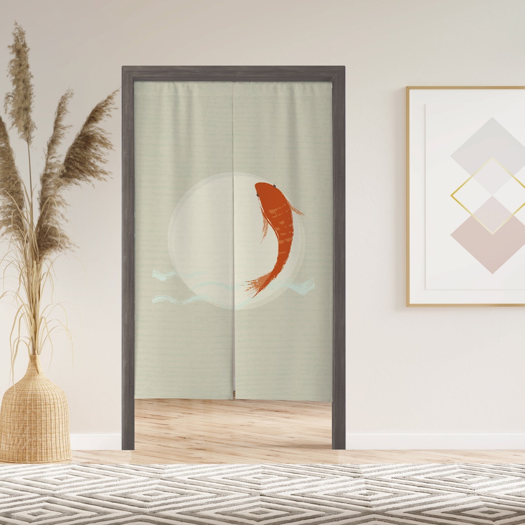 Koi Fish Japan Noren Door Curtain With Velcro/grommet/sleeve, Japanese ...
