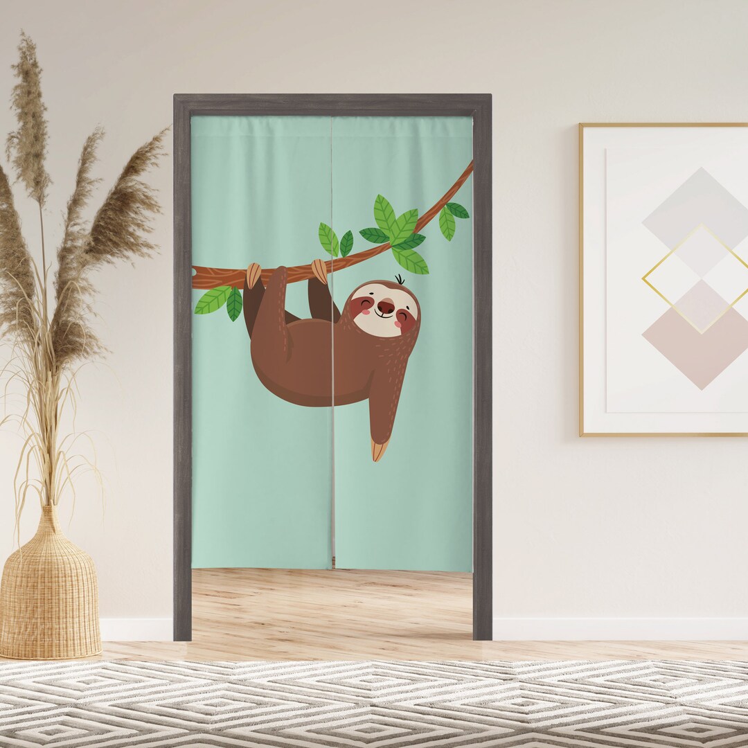 Cute Sloth Noren Curtain With Velcro/grommet/sleeve, Japanese Window ...