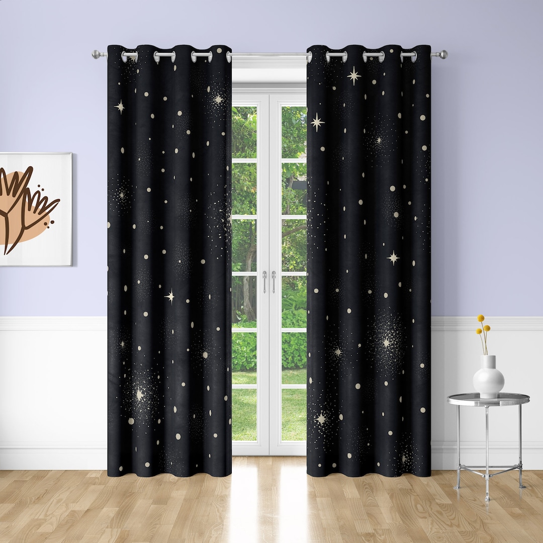 Starry Sky Window Curtains Minimalistc Printing Decorative Blackout ...