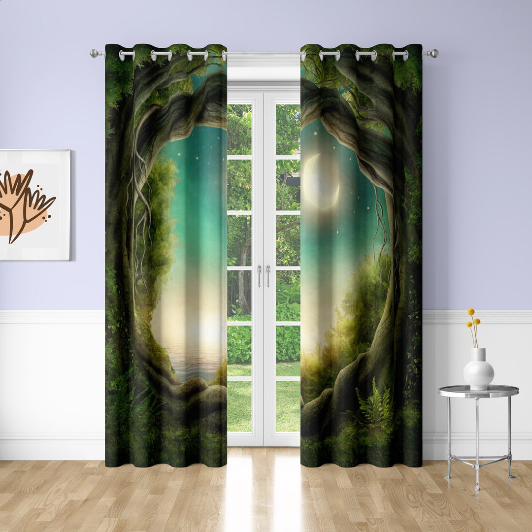 Magic Moon Window Curtains Magic Printing Decorative Blackout Curtains ...
