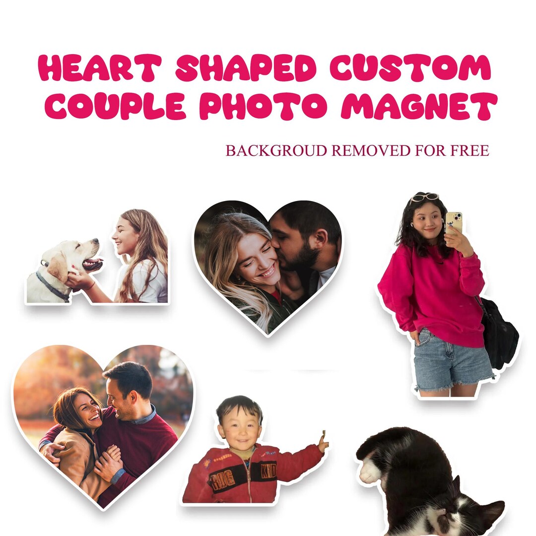 Heart Shaped Custom Couple Photo Magnet – Romantic Valentine’s Day Gift ...