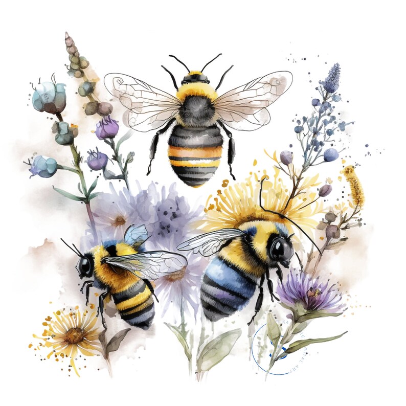 Watercolor Honey Bees Clipart Spring Clipart Bees Images Commercial Use ...
