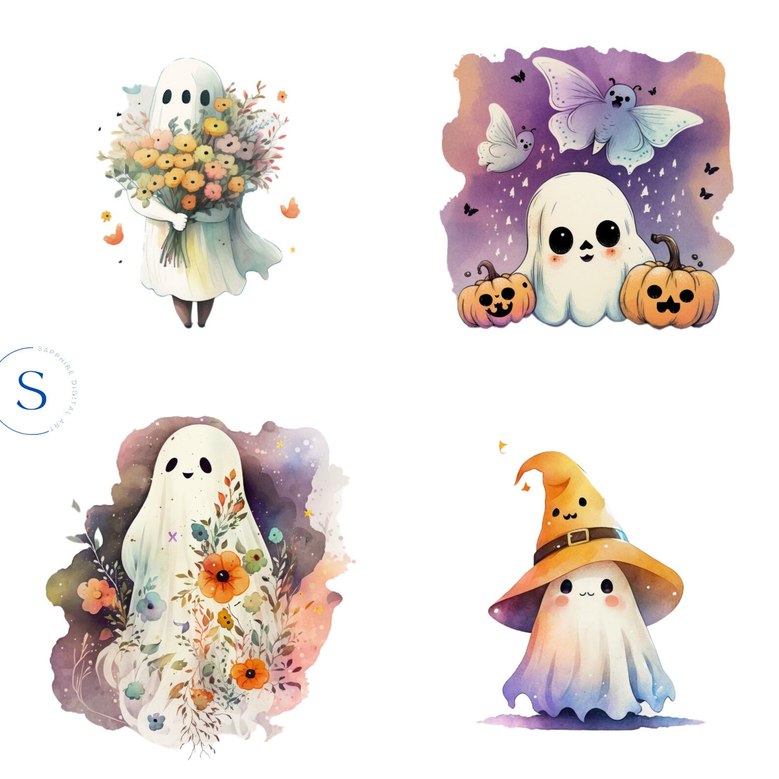 Cute Ghost Watercolor PNG Halloween PNG Ghost Clip Art - Etsy
