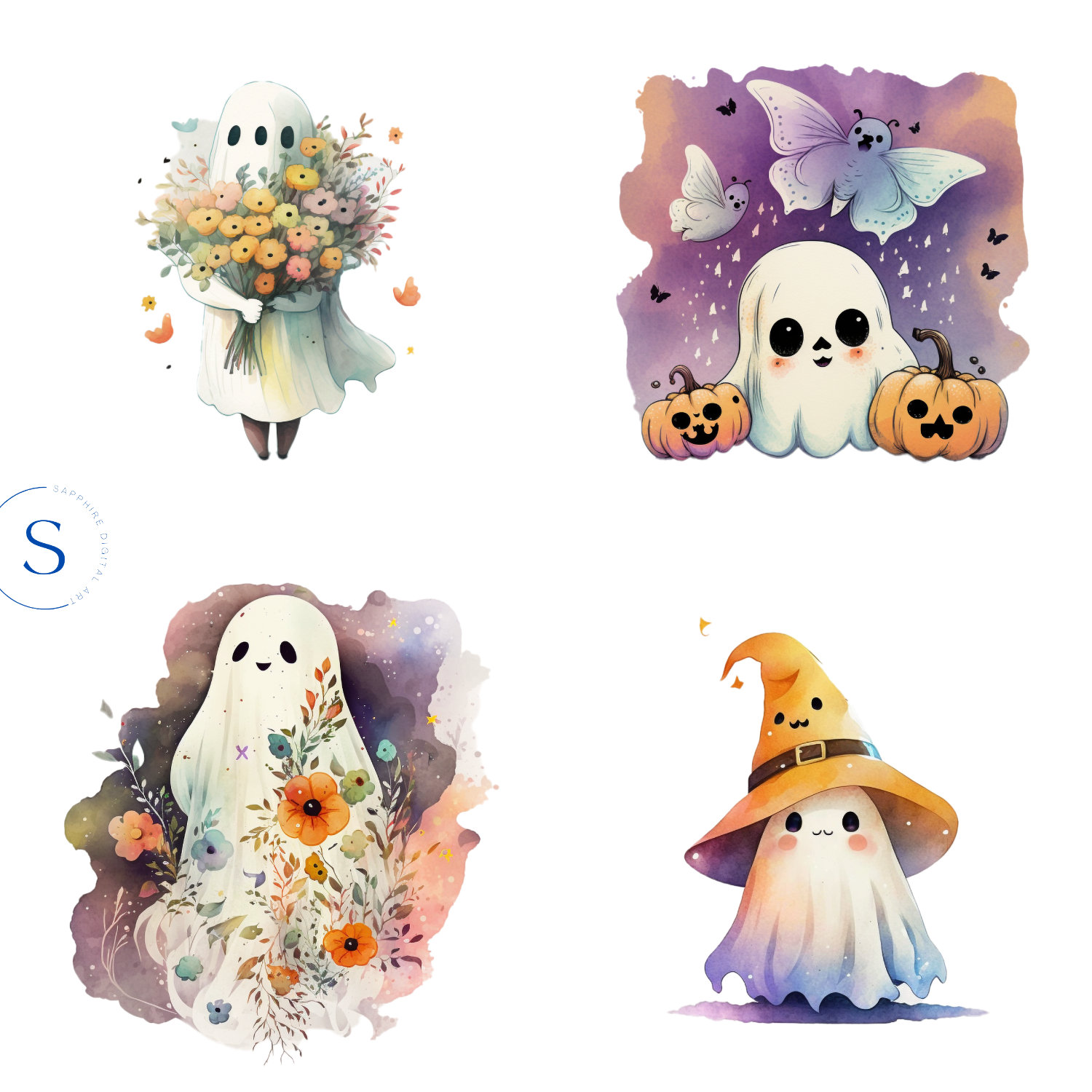 Cute Ghost Watercolor PNG Halloween PNG Ghost Clip Art - Etsy