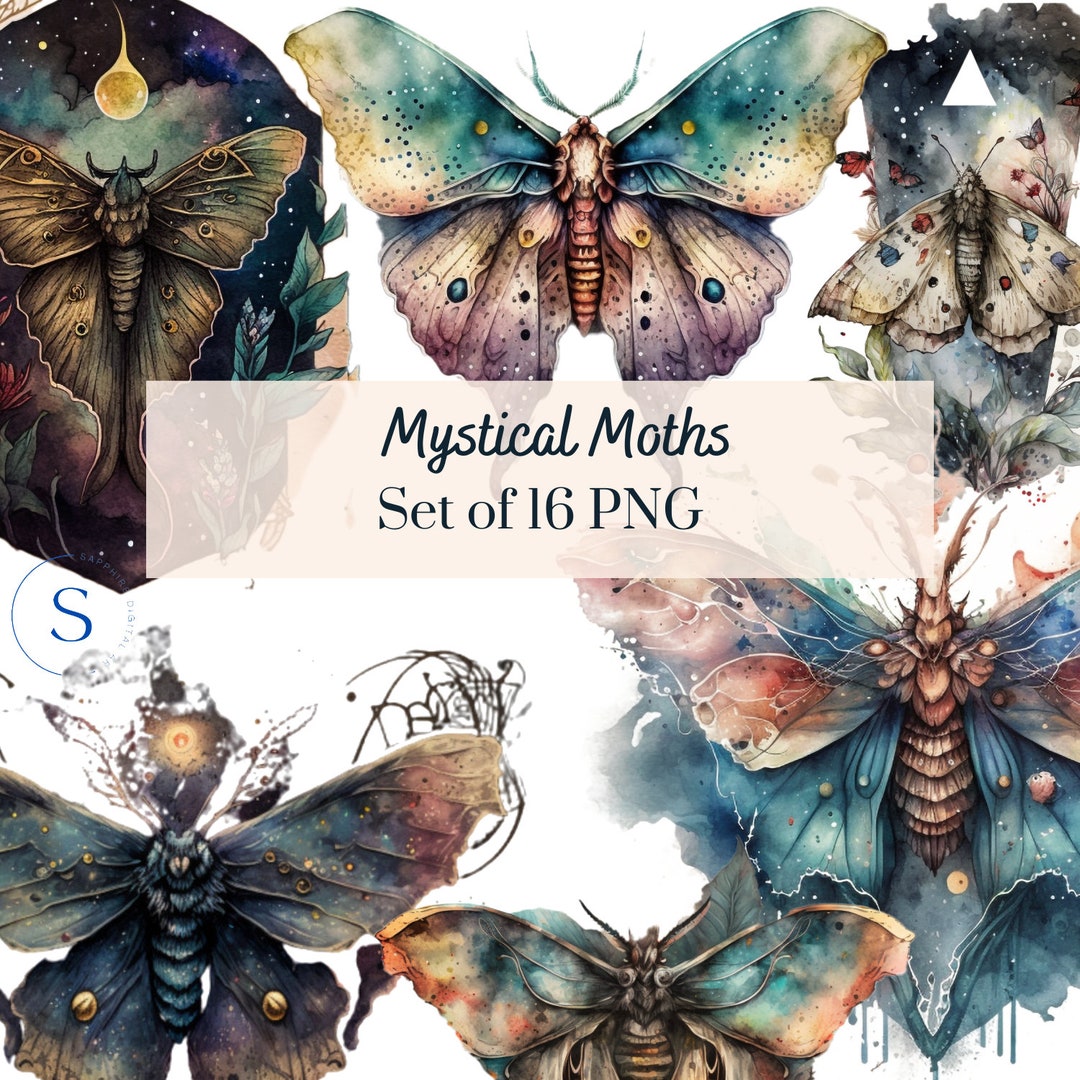 Mystical Moths Clipart Commercial Use Celestial Moths Bundle Mystical ...