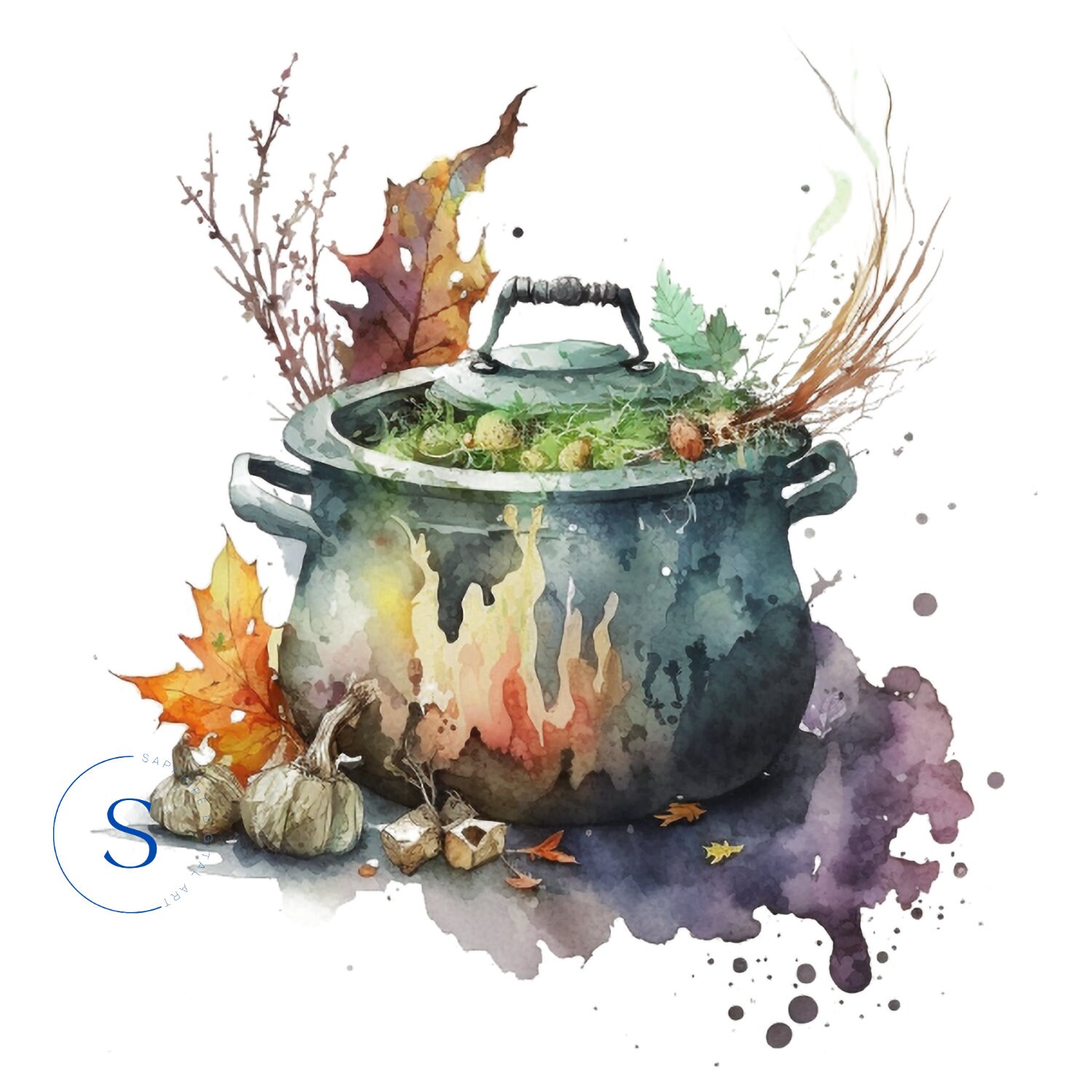 Mystical Witch Watercolor Clip Art Png | Magical Mystical Art ...