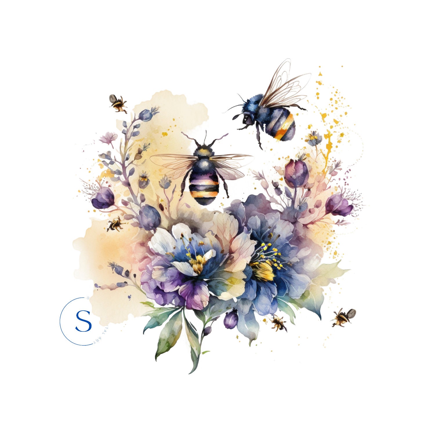 Watercolor Honey Bees Clipart Spring Clipart Bees Images Commercial Use ...
