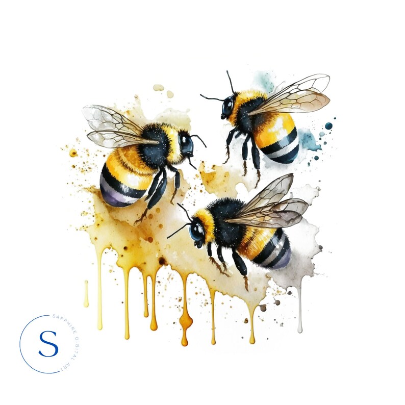 Watercolor Honey Bees Clipart Spring Clipart Bees Images Commercial Use ...