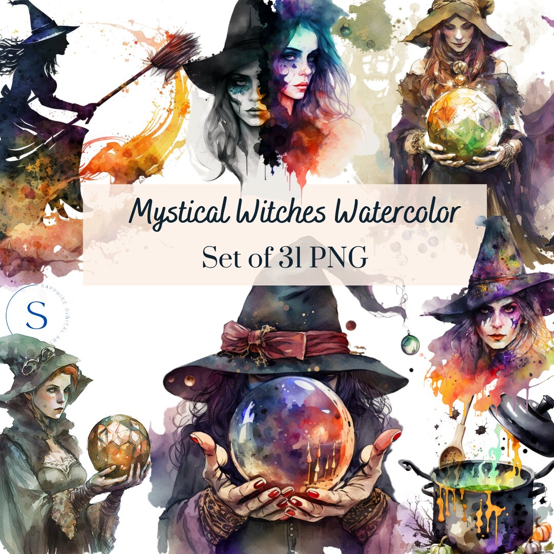 Mystical Witch Watercolor Clip Art Png | Magical Mystical Art ...