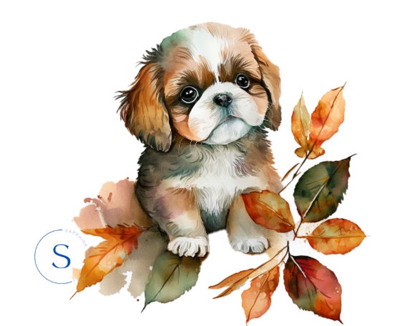 Fall Cute Puppies PNG Halloween Dog Svg Watercolor Fall Clipart Cute ...