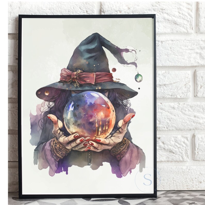 Mystical Witch Watercolor Clip Art Png Magical Mystical Art Witchcraft ...