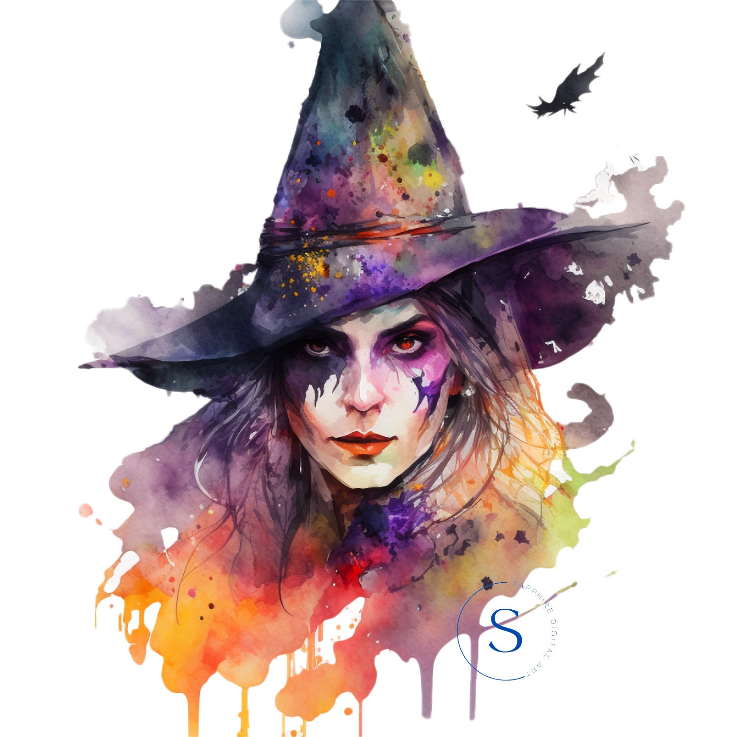 Mystical Witch Watercolor Clip Art Png | Magical Mystical Art ...