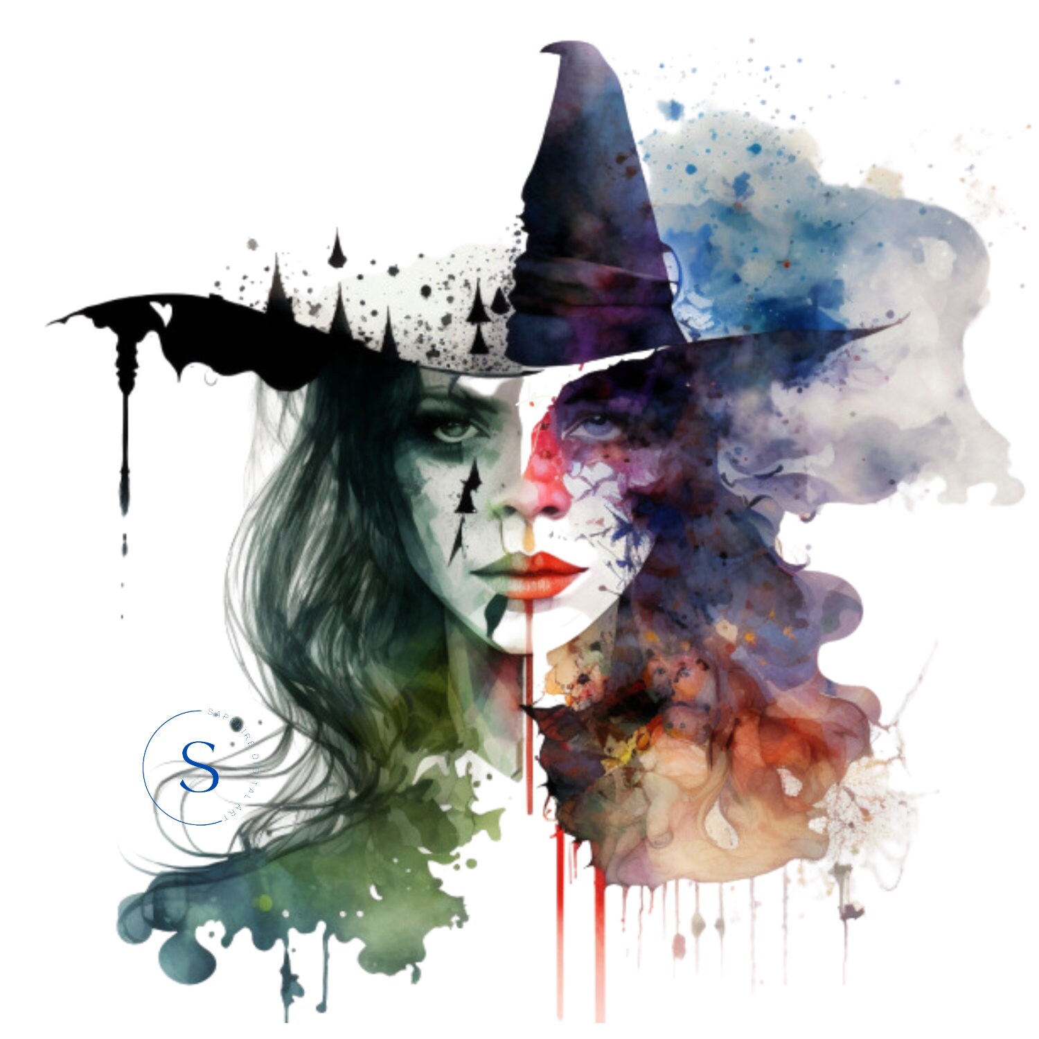 Mystical Witch Watercolor Clip Art Png Magical Mystical Art - Etsy