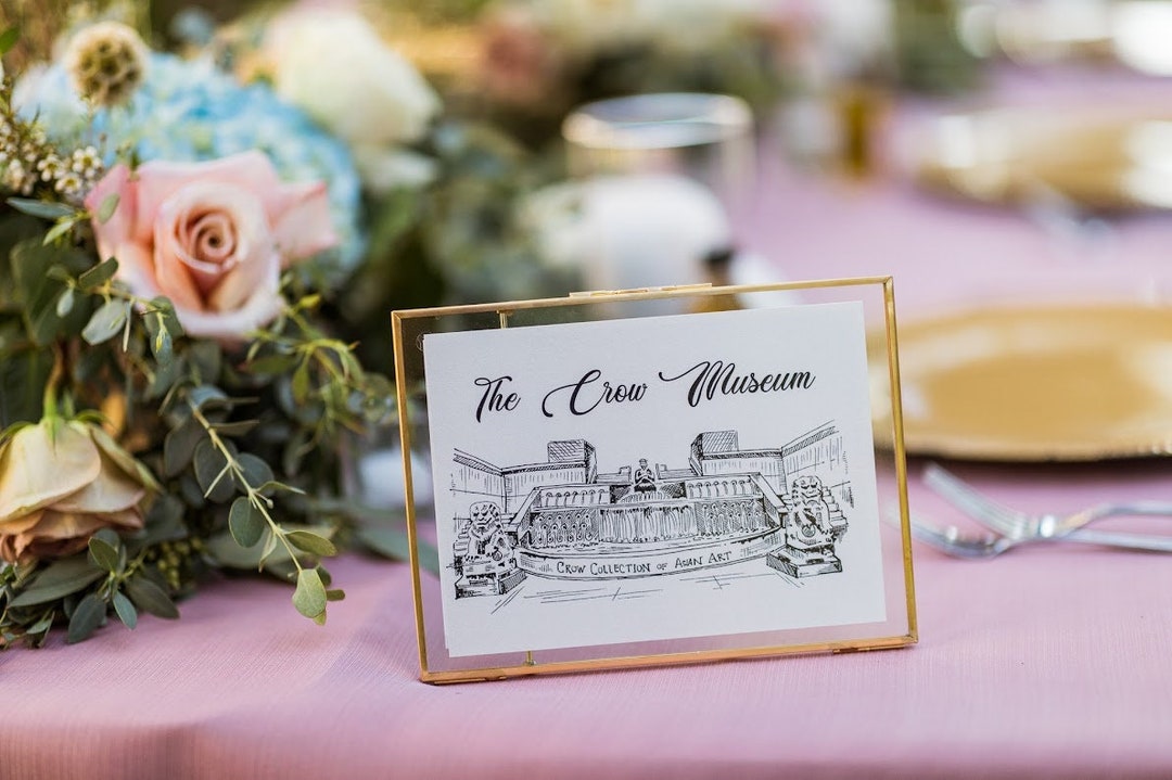 Custom Hand-drawn Wedding Table Assignment Cards, Art Museum Prints ...