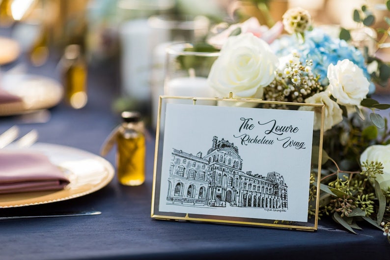 Custom Hand-drawn Wedding Table Assignment Cards, Art Museum Prints ...