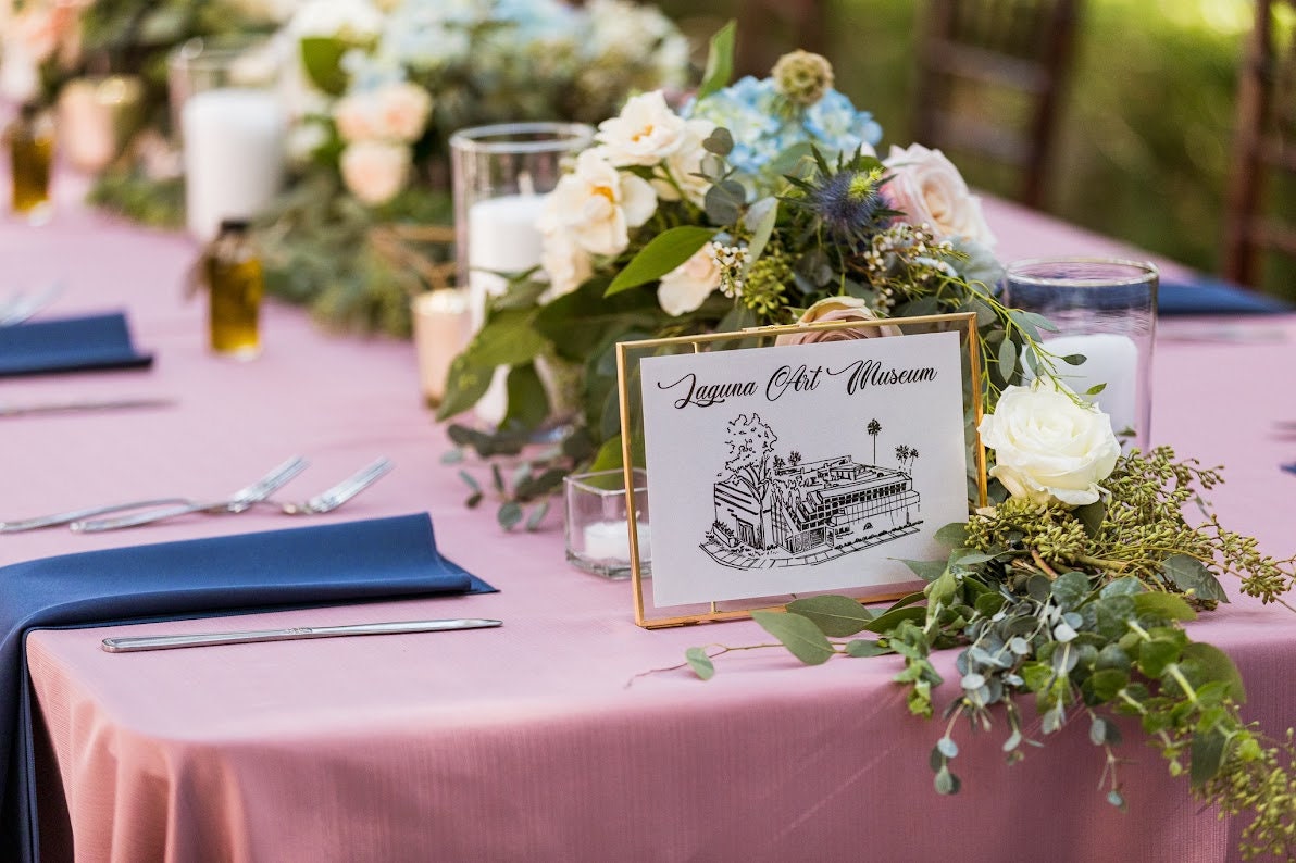 Custom Hand-drawn Wedding Table Assignment Cards, Art Museum Prints ...
