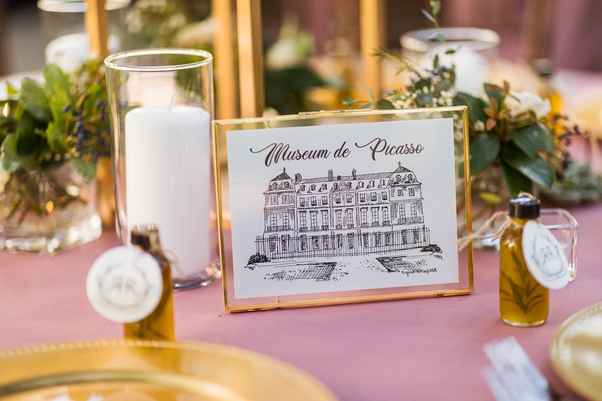 Custom Hand-drawn Wedding Table Assignment Cards, Art Museum Prints ...