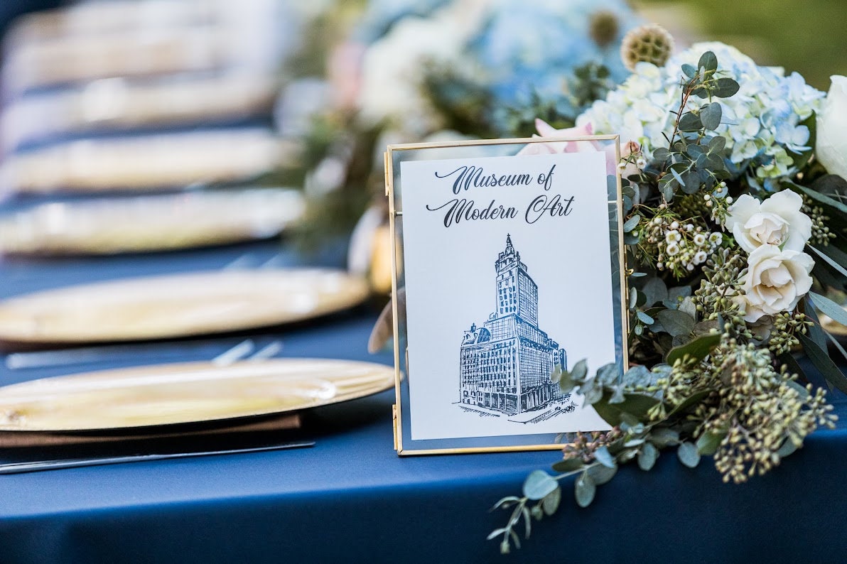 Custom Hand-drawn Wedding Table Assignment Cards, Art Museum Prints ...