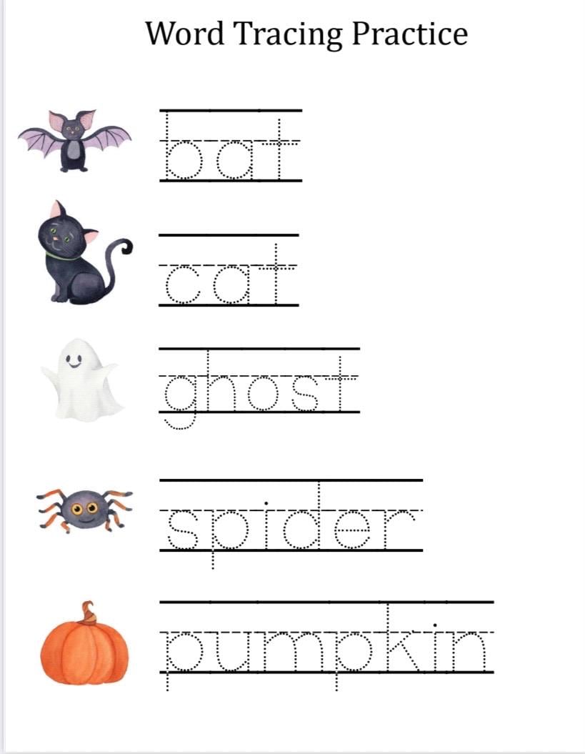 Halloween Preschool Activity Pack: Tracing, Counting (digital Download ...