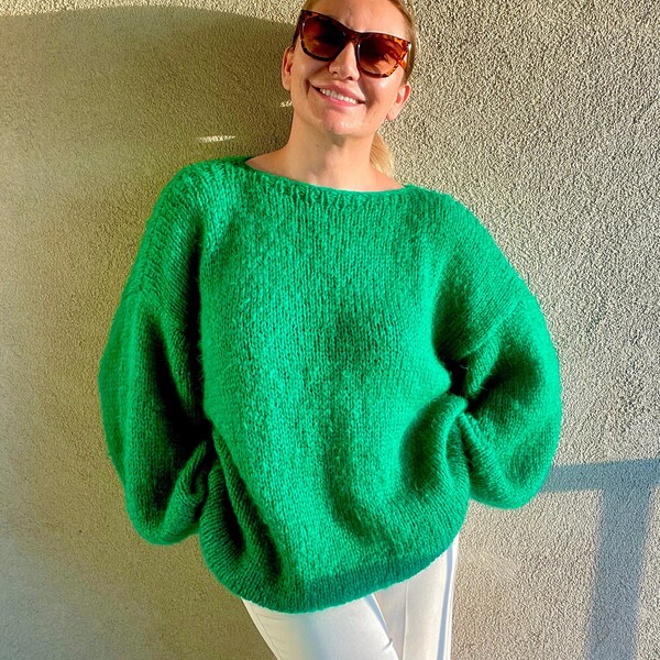 Emerald Green Sweater Women - Etsy